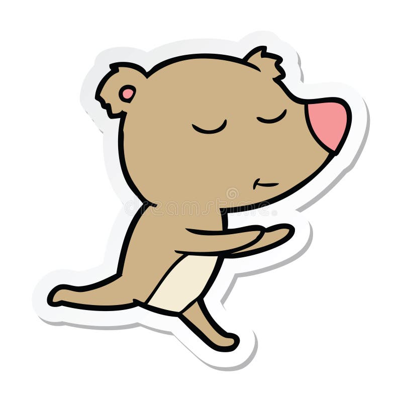 A Creative Sticker of a Happy Cartoon Bear Running Stock Vector ...