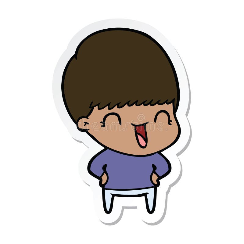 A Creative Sticker of a Happy Cartoon Boy Stock Vector - Illustration ...