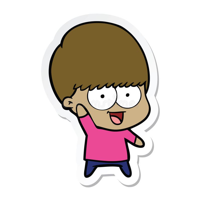 A Creative Sticker of a Happy Cartoon Boy Waving Stock Vector ...