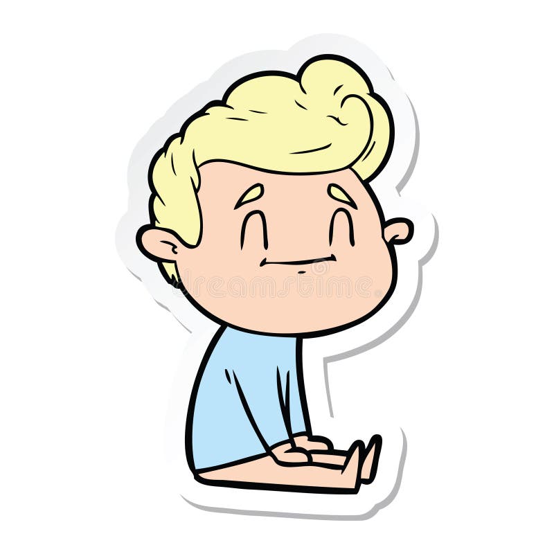 A Creative Sticker of a Happy Cartoon Man Sitting on Floor Stock Vector ...