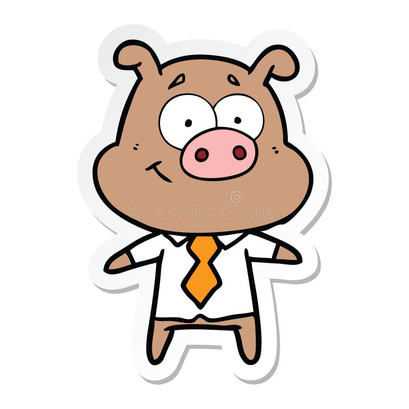 A Creative Sticker of a Happy Cartoon Pig Boss Stock Vector ...