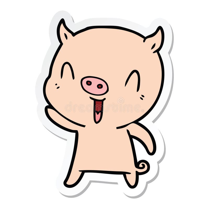 A Creative Sticker of a Happy Cartoon Pig Stock Vector - Illustration ...