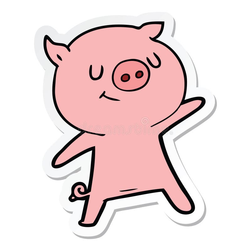 A Creative Sticker of a Happy Cartoon Pig Waving Stock Vector ...