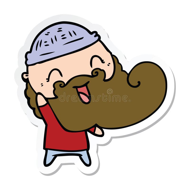 A Creative Sticker of a Happy Man with Beard and Winter Hat Stock ...