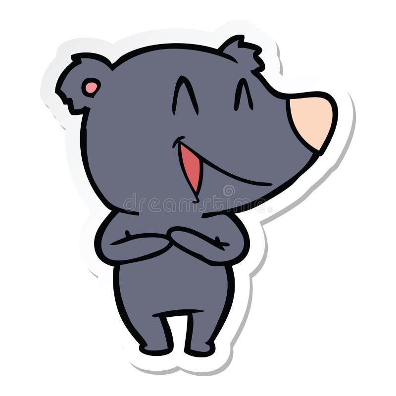 A Creative Sticker of a Laughing Bear Cartoon Stock Vector ...