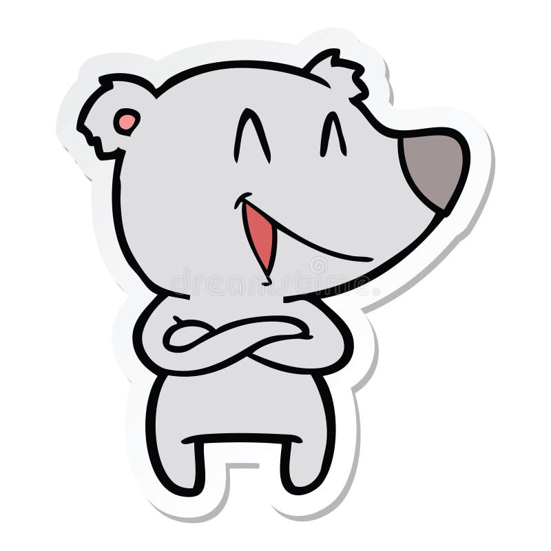 A Creative Sticker of a Laughing Bear Cartoon Stock Vector ...