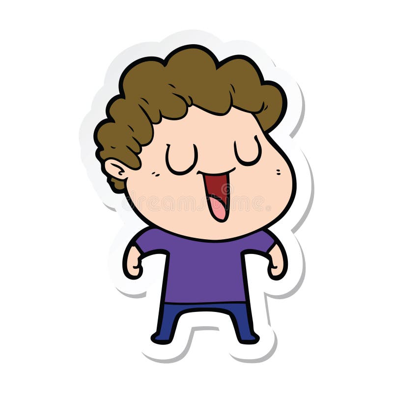 A Creative Sticker of a Laughing Cartoon Man Stock Vector ...