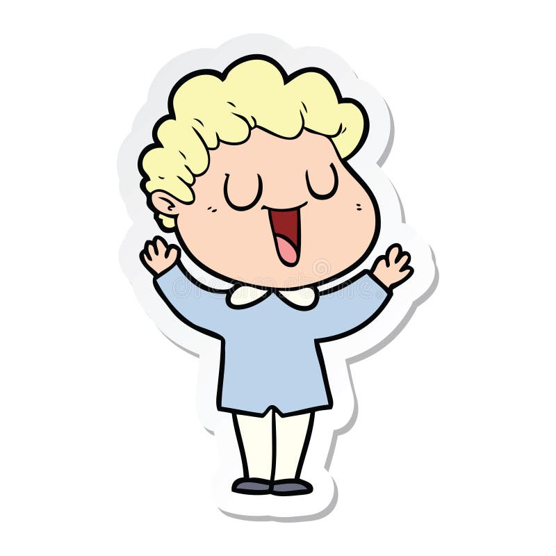A Creative Sticker of a Laughing Cartoon Man Stock Vector ...
