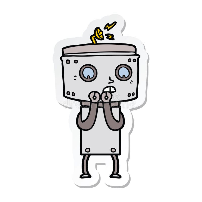 A Creative Sticker of a Nervous Cartoon Robot Stock Vector ...