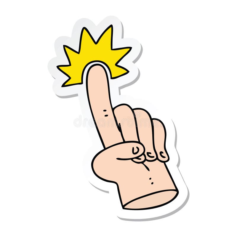 Finger Pointing Sign Symbol Cute Cartoon Sticker Decal Icon Stick ...