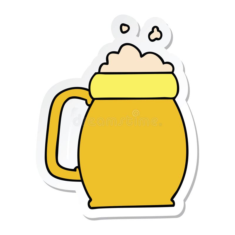 A Creative Sticker of a Quirky Hand Drawn Cartoon Pint of Beer Stock ...