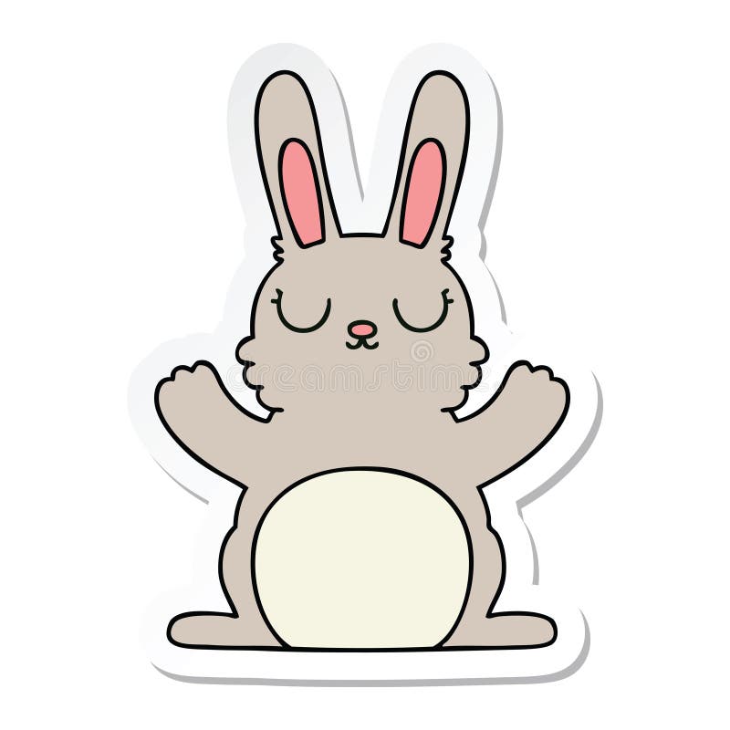 A Creative Sticker of a Quirky Hand Drawn Cartoon Rabbit Stock Vector ...