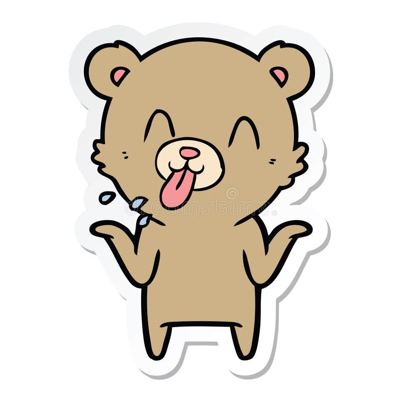 A Creative Sticker of a Rude Cartoon Bear Stock Vector - Illustration ...