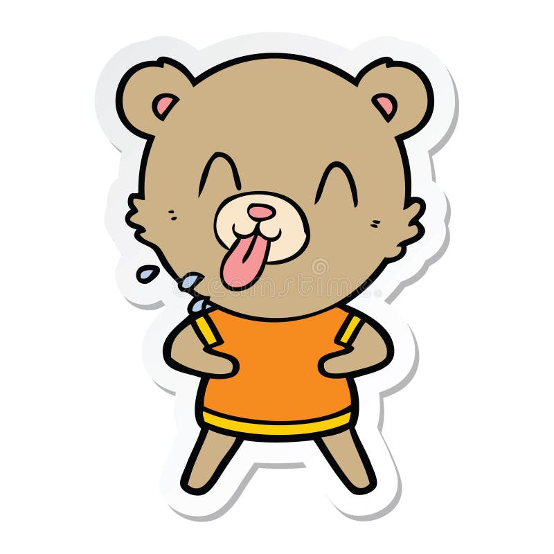 A Creative Sticker of a Rude Cartoon Bear Stock Vector - Illustration ...