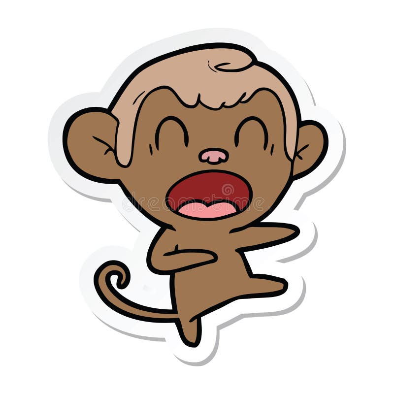 A Creative Sticker of a Shouting Cartoon Monkey Dancing Stock Vector ...