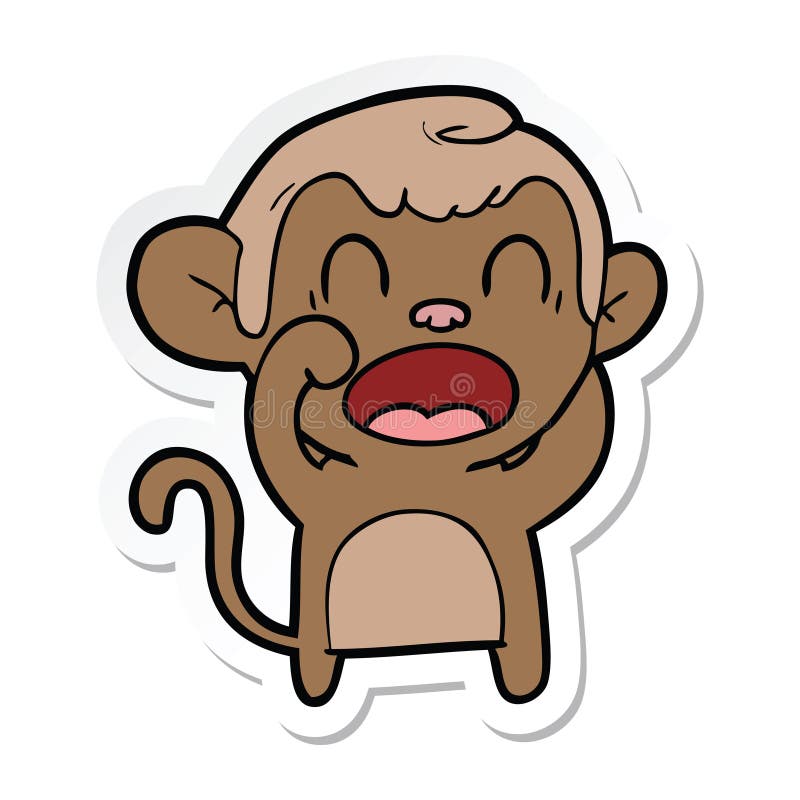 A Creative Sticker of a Shouting Cartoon Monkey Stock Vector ...