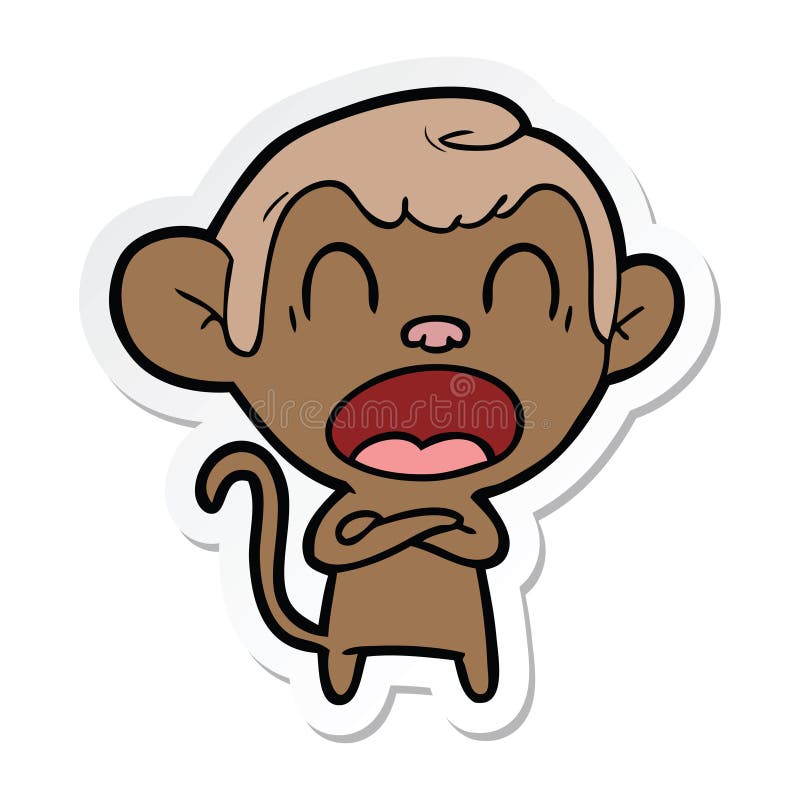 Sticker of a Shouting Cartoon Monkey Stock Vector - Illustration of ...