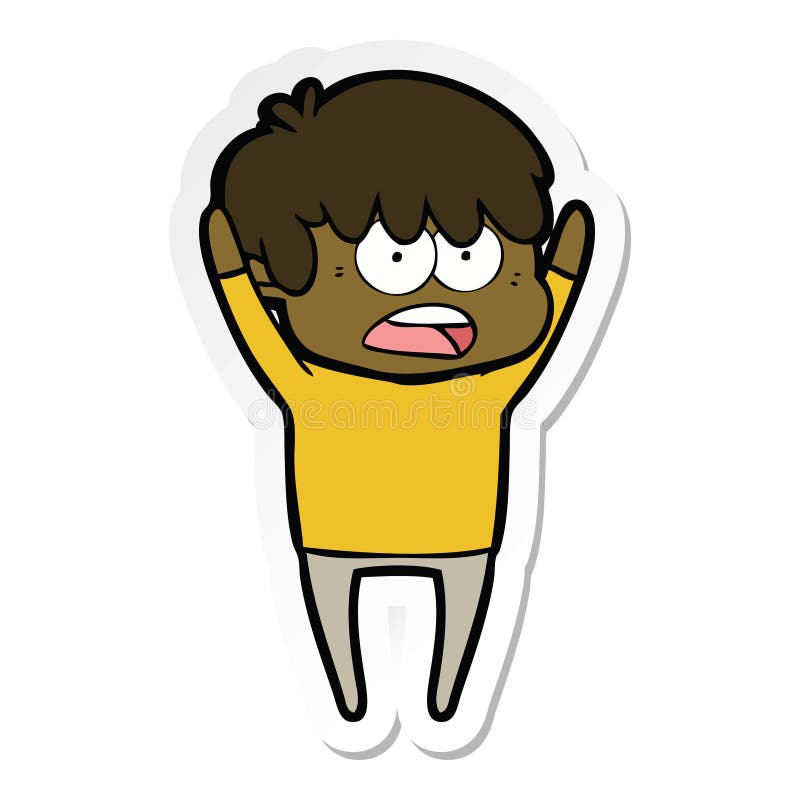 A Creative Sticker of a Worried Cartoon Boy Stock Vector - Illustration ...