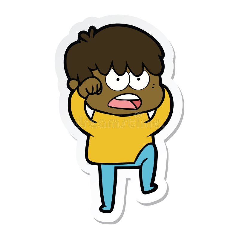 A Creative Sticker of a Worried Cartoon Boy Stock Vector - Illustration ...