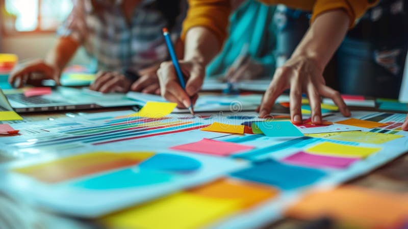 Creative Sticky Note Arrangement Sparks Innovation on Desk Stock ...
