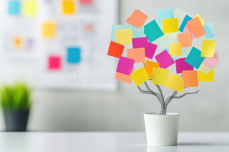 Colorful Sticky Note Tree Idea for Planning or Brainstorming Session ...