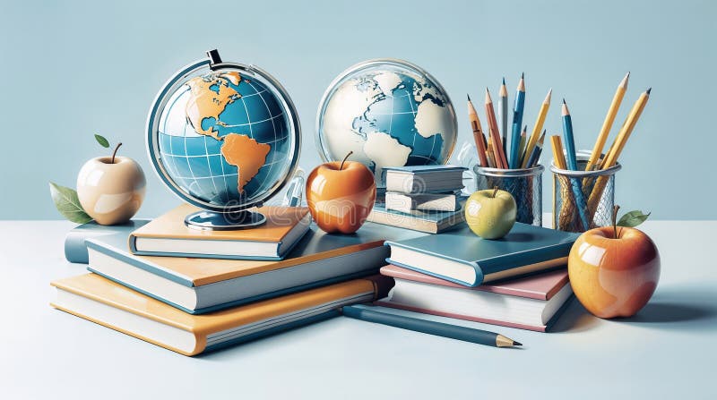 A Creative Still Life Composition Featuring School Supplies and Objects ...