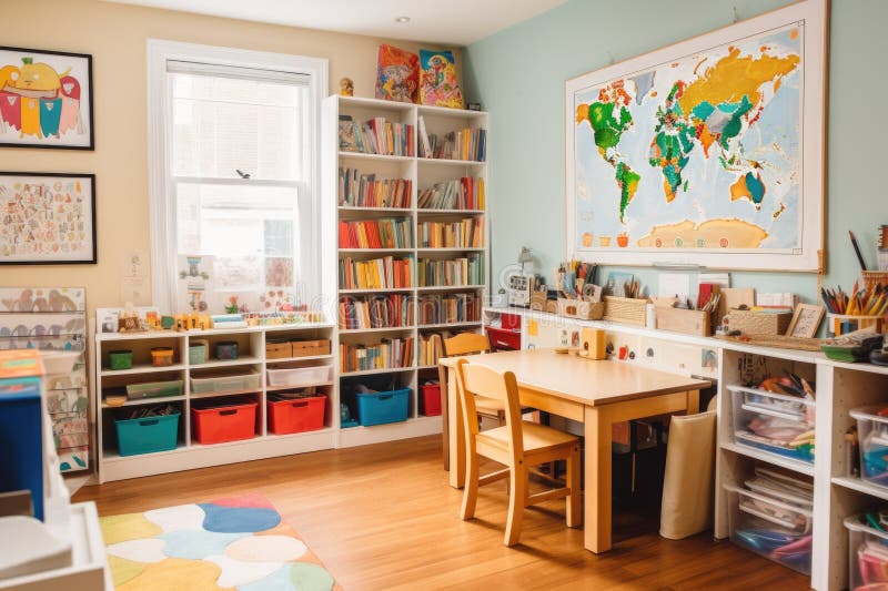 Creative and Stimulating Home School Environment with Books, Art ...