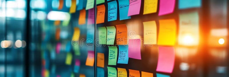 Creative Strategy Brainstorming Session with Colorful Notes and ...