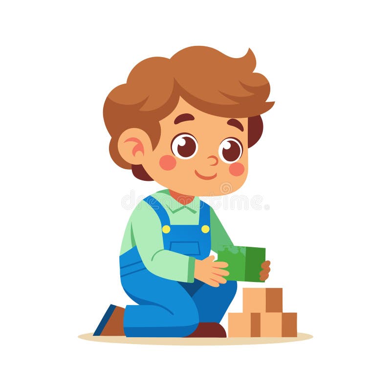 Creative Student Boy with Brown Hair Stock Vector - Illustration of ...