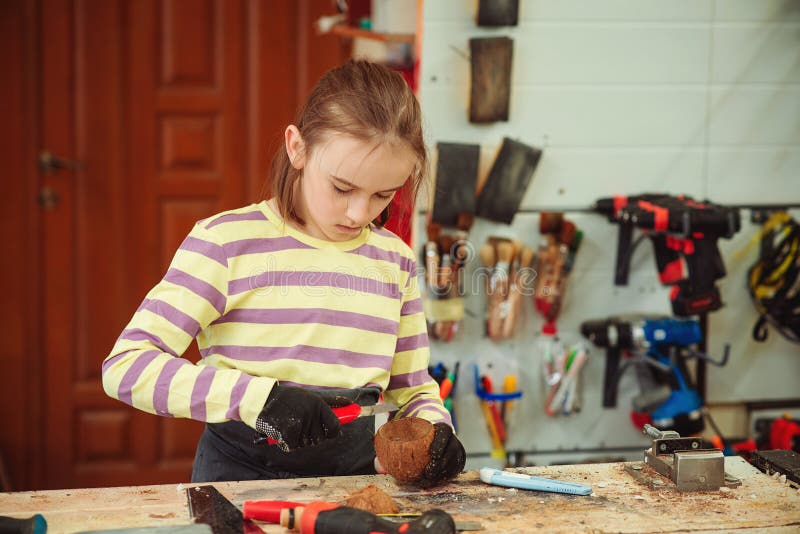 Creative Student Doing His Project in Workshop. Boy in the Workshop ...