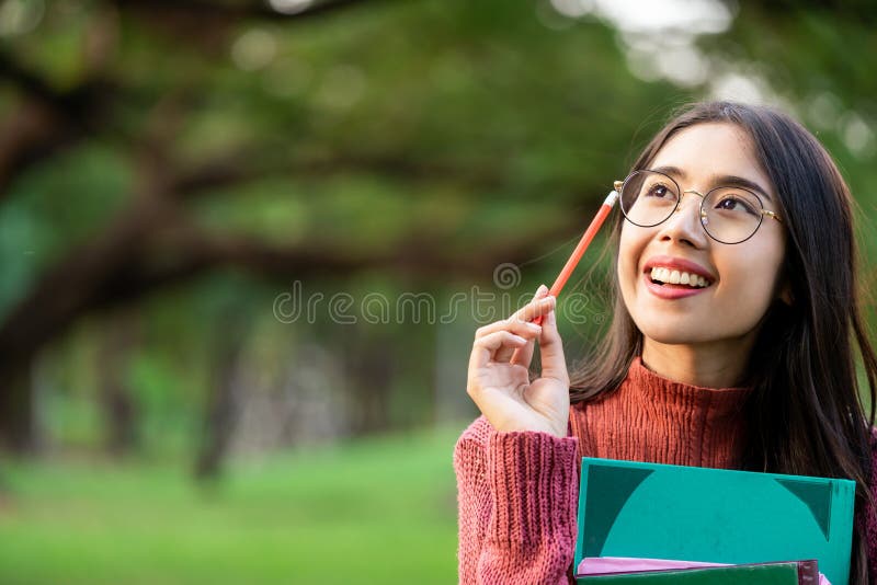 Creative Student Girl Thinking or Planning Future. Stock Image - Image ...