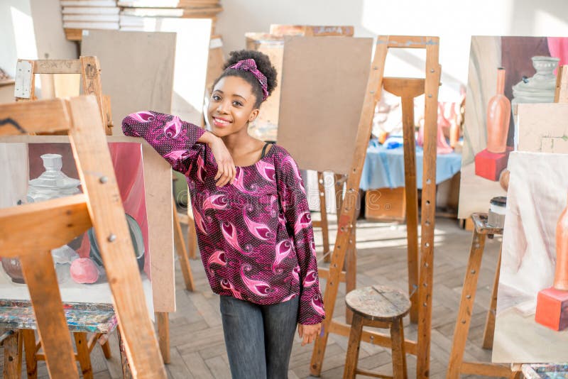 Creative Student at the University Stock Photo - Image of afro, artwork ...