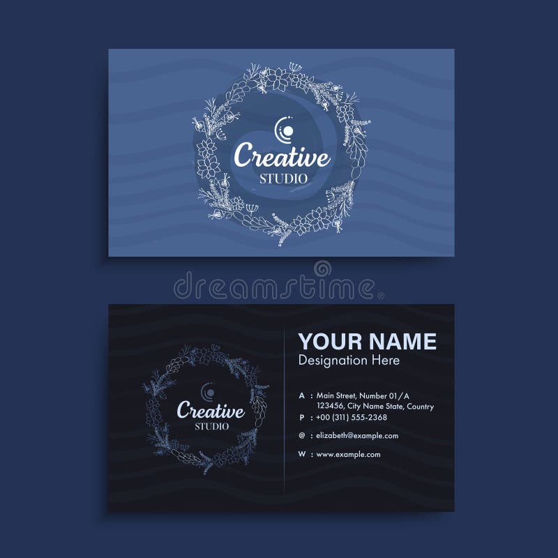 Creative Studio Business Card Design with Double-Side in Blue and Black ...