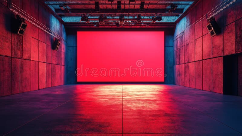 Creative Studio with Large Red Screen and Modern Industrial Design ...