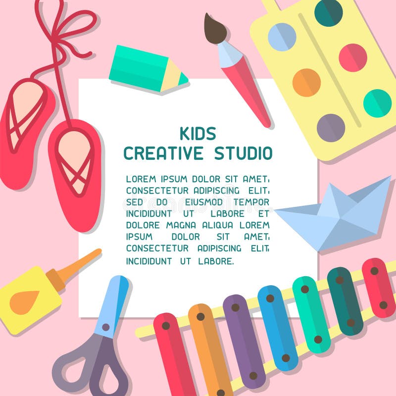 Creative Studio Placard with Place for Your Text and Things for Kids ...