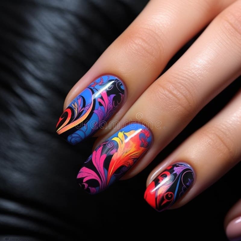 Creative and Stylish Manicure on Nails. Nail Art Design. AI Art ...
