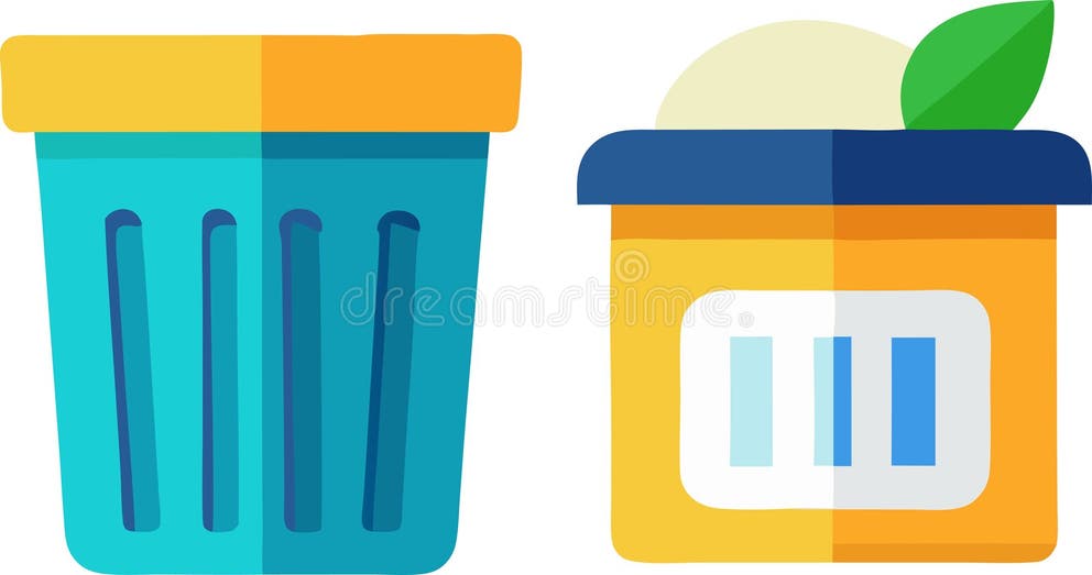 Creative and Stylized Illustrations of Containers and Trash Bins for ...
