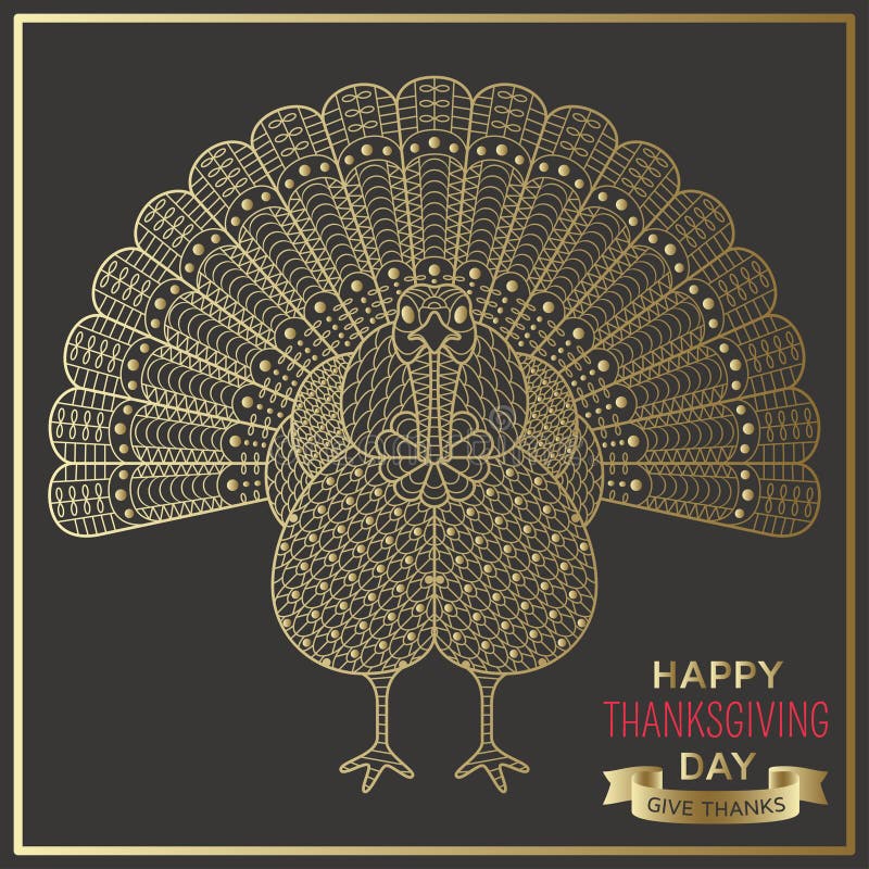 Creative Stylized Turkey with Ornamental Elements Stock Vector ...