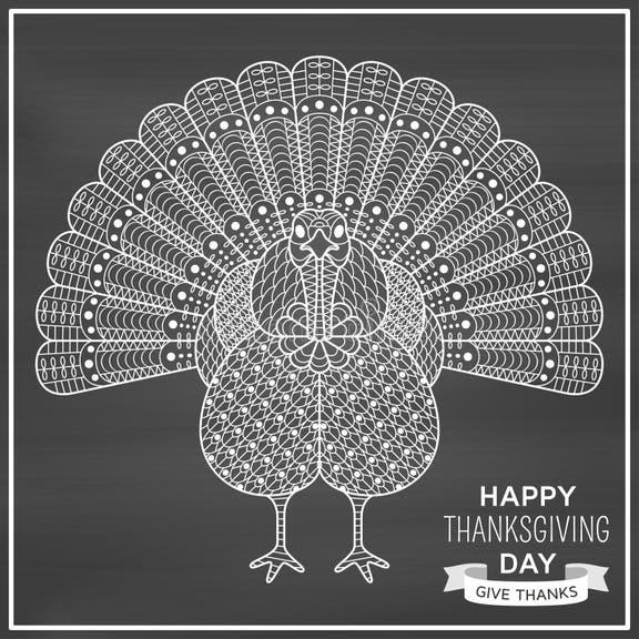 Creative Stylized Turkey with Ornamental Elements Stock Vector ...