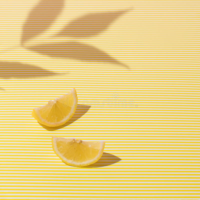 Creative Summer Layout Made of Lemon on Yellow Background with Shadow ...