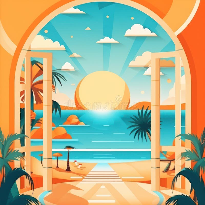 Creative Summer Sale Banner Design Template Beach Flat Minimal Pastel ...