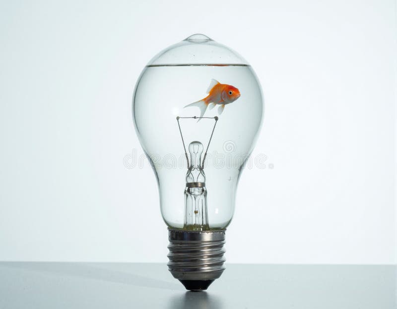 Goldfish in a Light Bulb stock illustration. Illustration of bottle ...