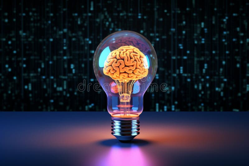 Creative Synergy, 3D Rendering Fuses Brain and Light Bulb Concept Stock ...