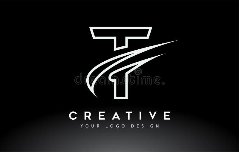 Creative T Letter Logo Design with Swoosh Icon Vector Stock Vector ...