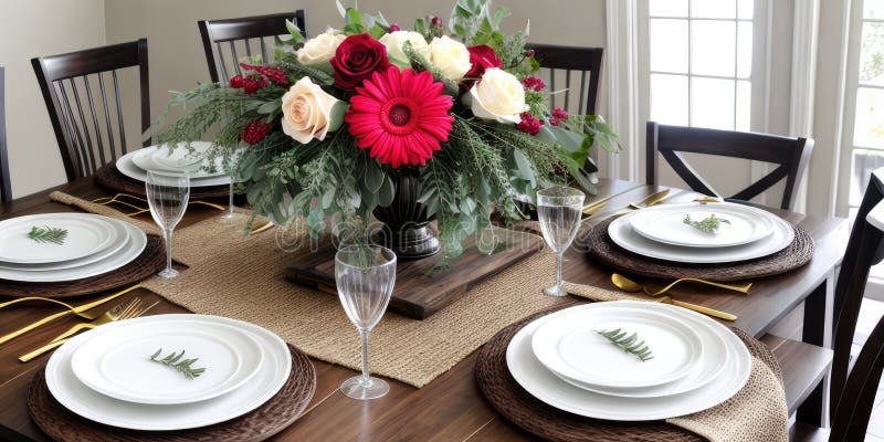 Creative Table Decor Photorealistic Stock Illustration - Illustration ...