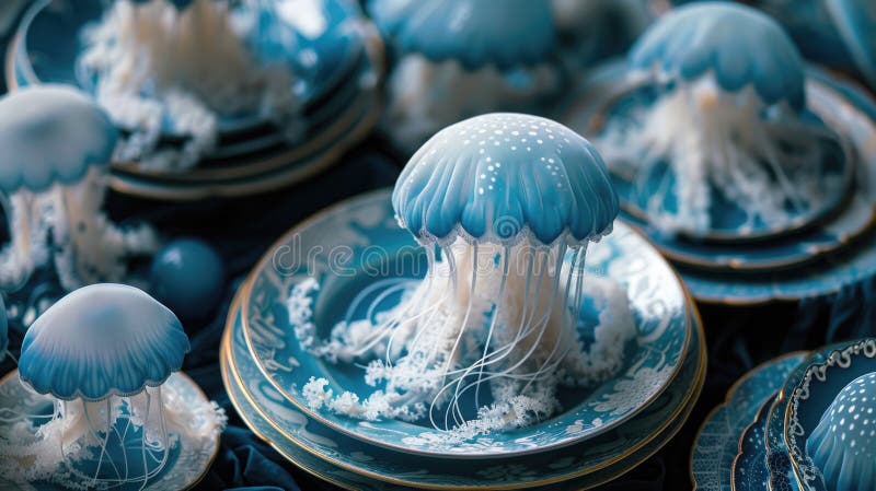 Creative Table Setting with Jellyfish-Inspired Dinnerware. Ceramic Set ...