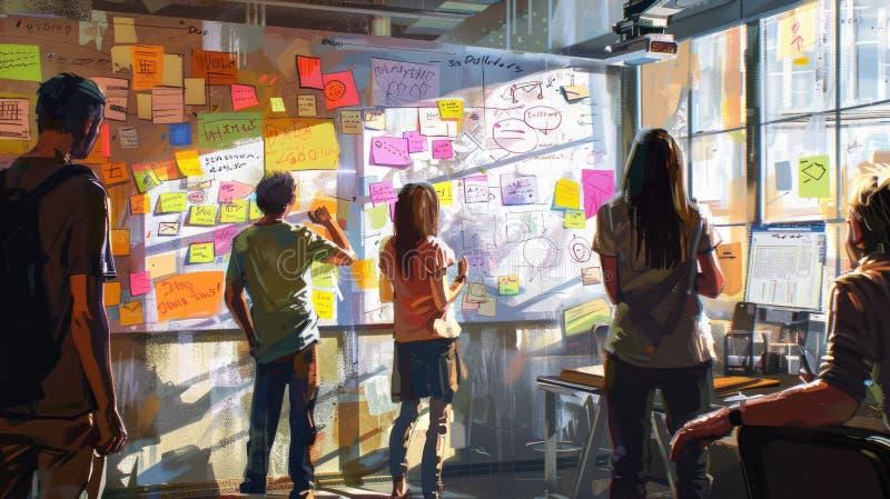 Creative Team Brainstorming in a Modern Office with Sticky Notes for ...