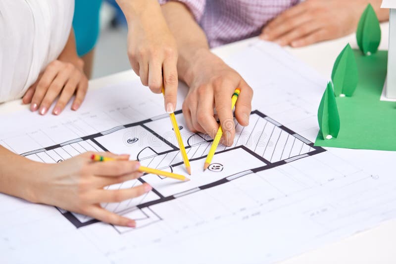 Creative Team Building Project Blueprint at Office Stock Image - Image ...
