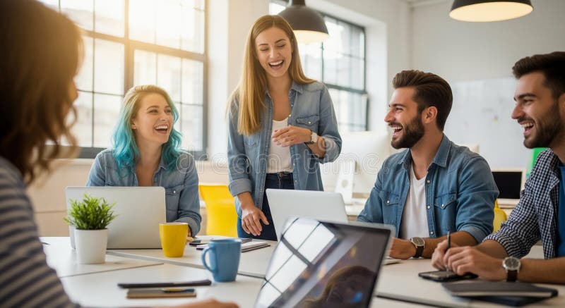 Creative Team Celebrating Success with Laughter Stock Photo - Image of ...