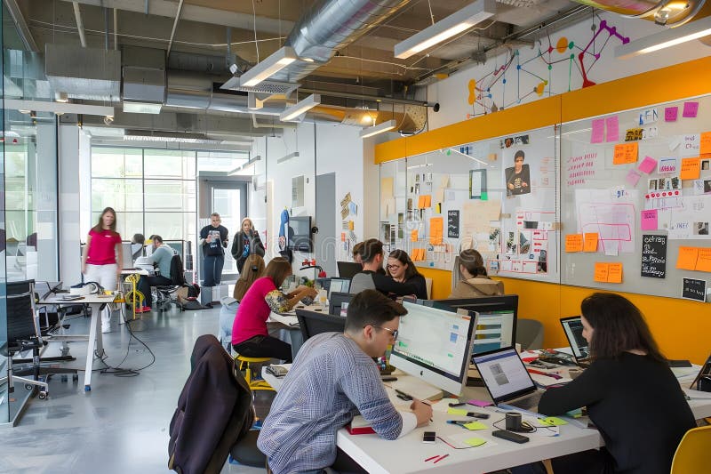 Creative Team Collaborates on Innovative Designs in a Modern Open ...